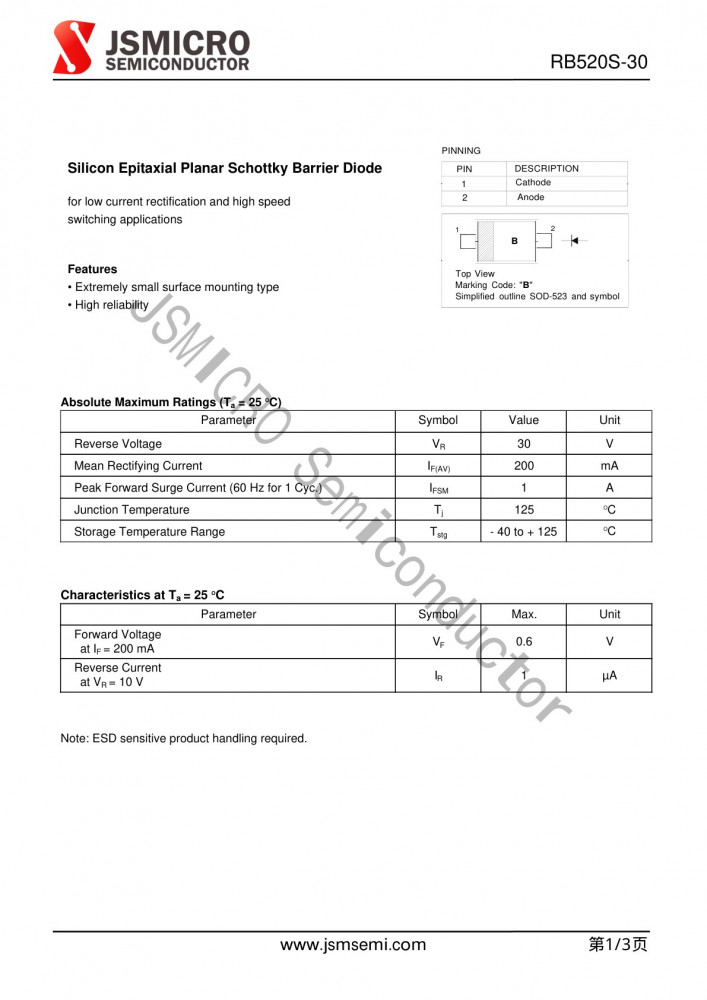 RB520S-30 technical document page 1