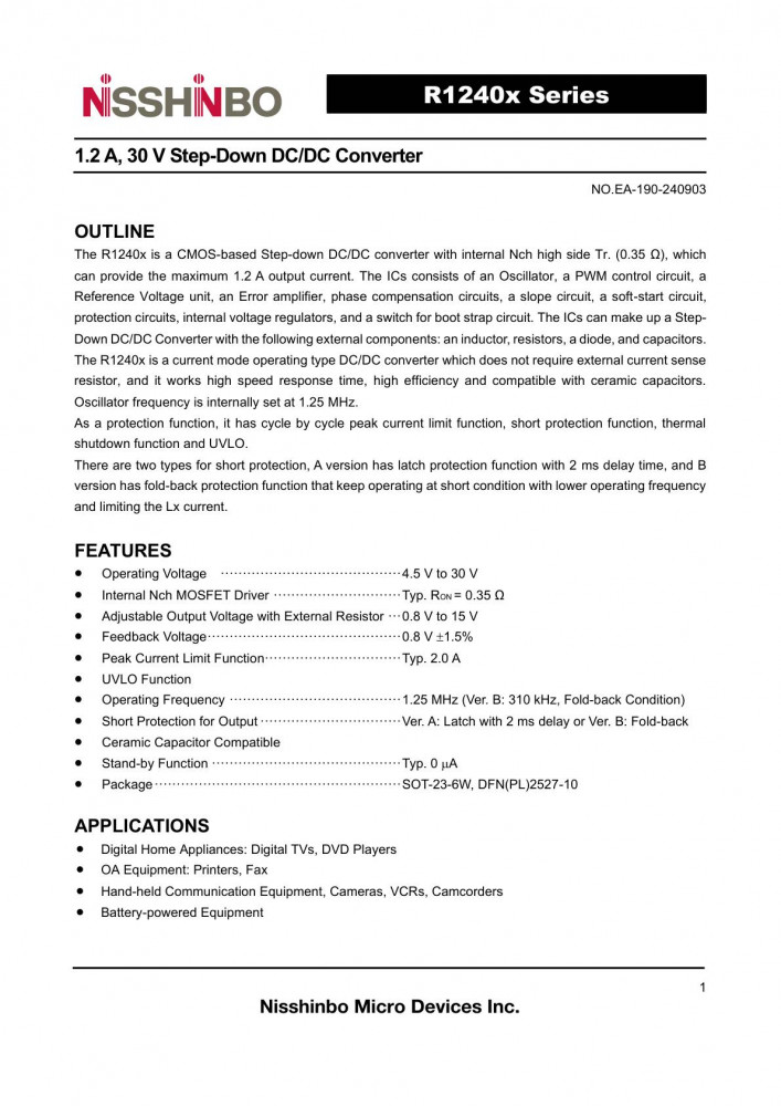 R1240 datasheet page 1