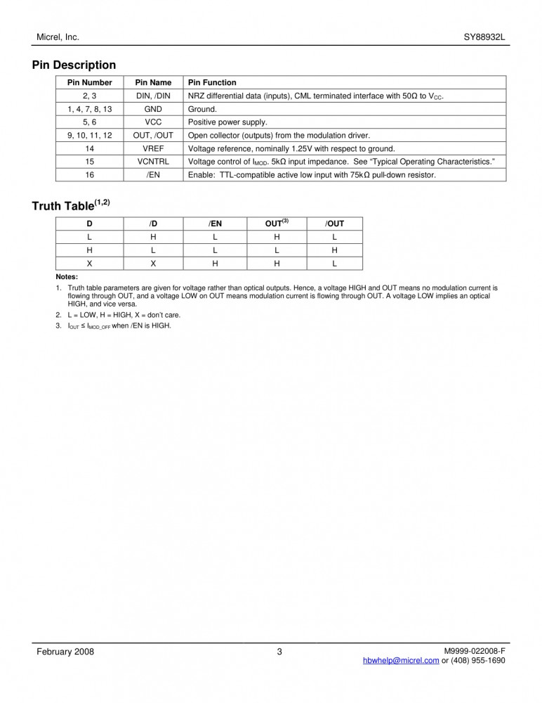 SY88932LMI datasheet page 3