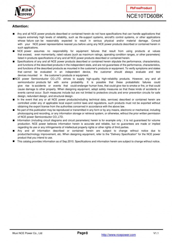 NCE10TD60BK datasheet page 8