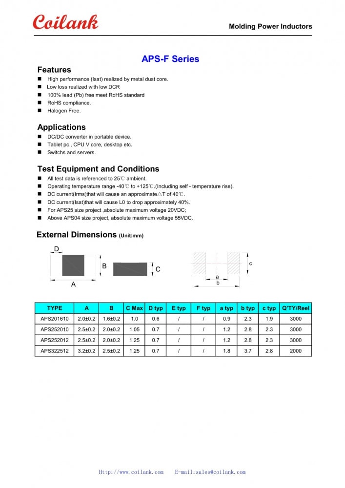 APS-F datasheet page 1