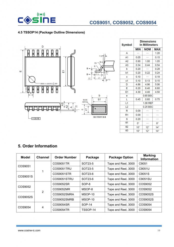 COS9052S datasheet page 10