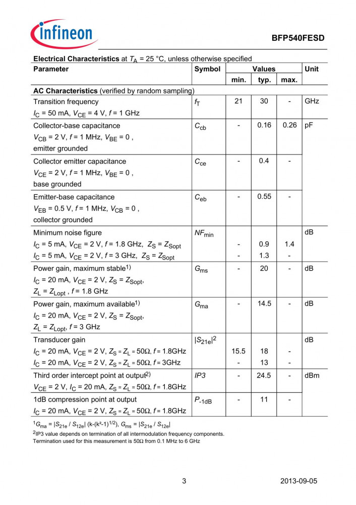 BFP540FESD datasheet page 3