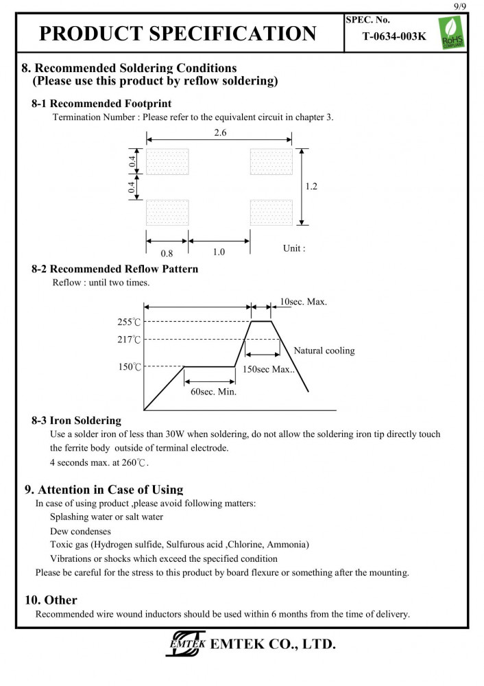 BLN2012-750-2P-T1 specification page 10