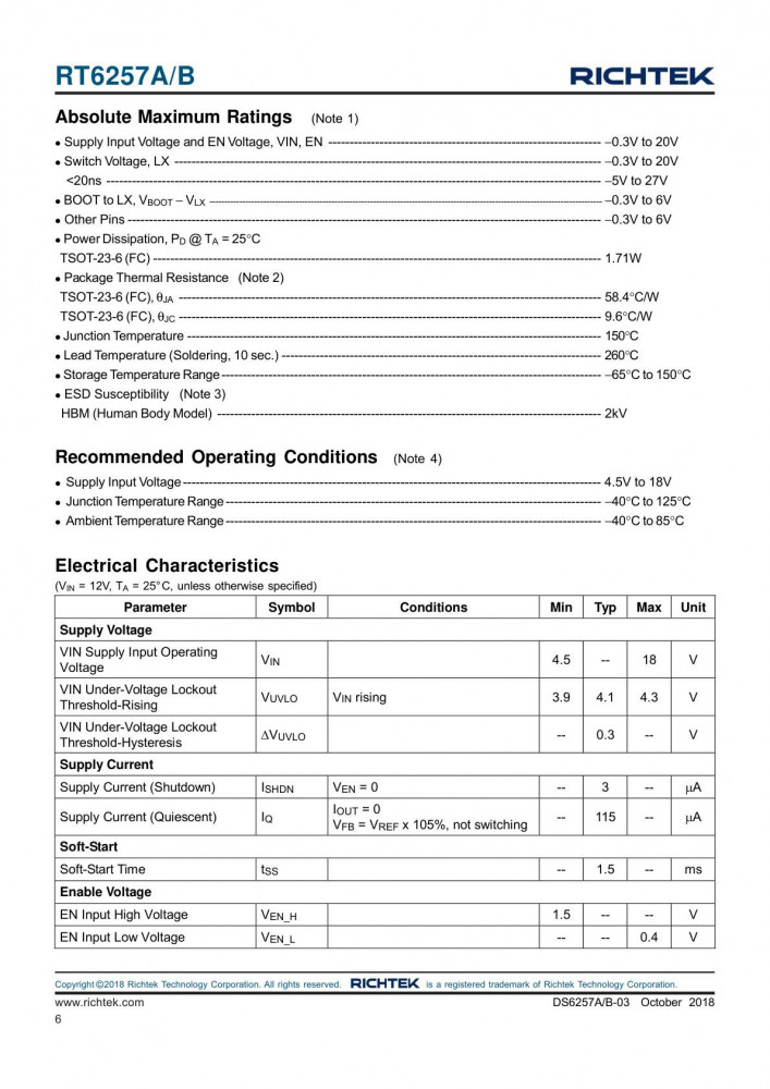 RT6257AHGJ6F datasheet page 6