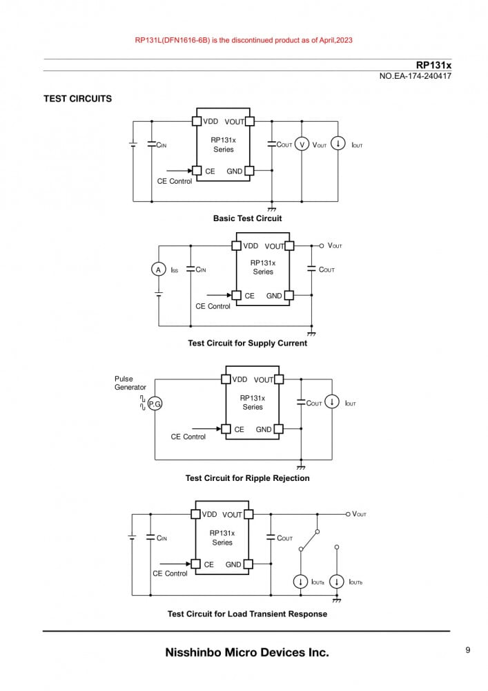 RP131x datasheet page 9