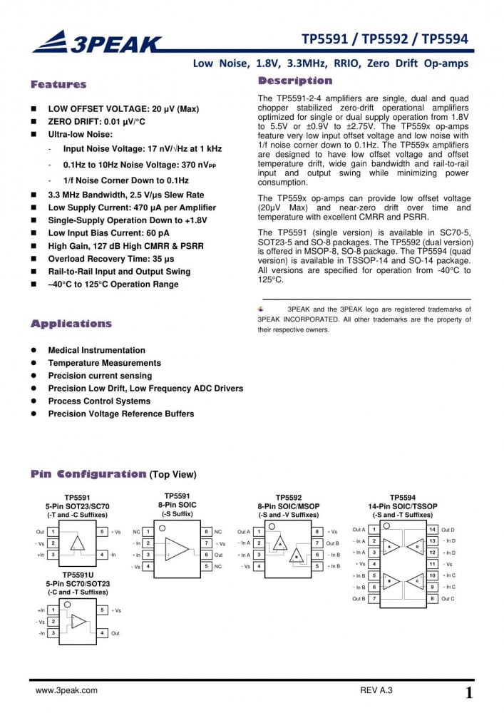 TP5591 datasheet page 1