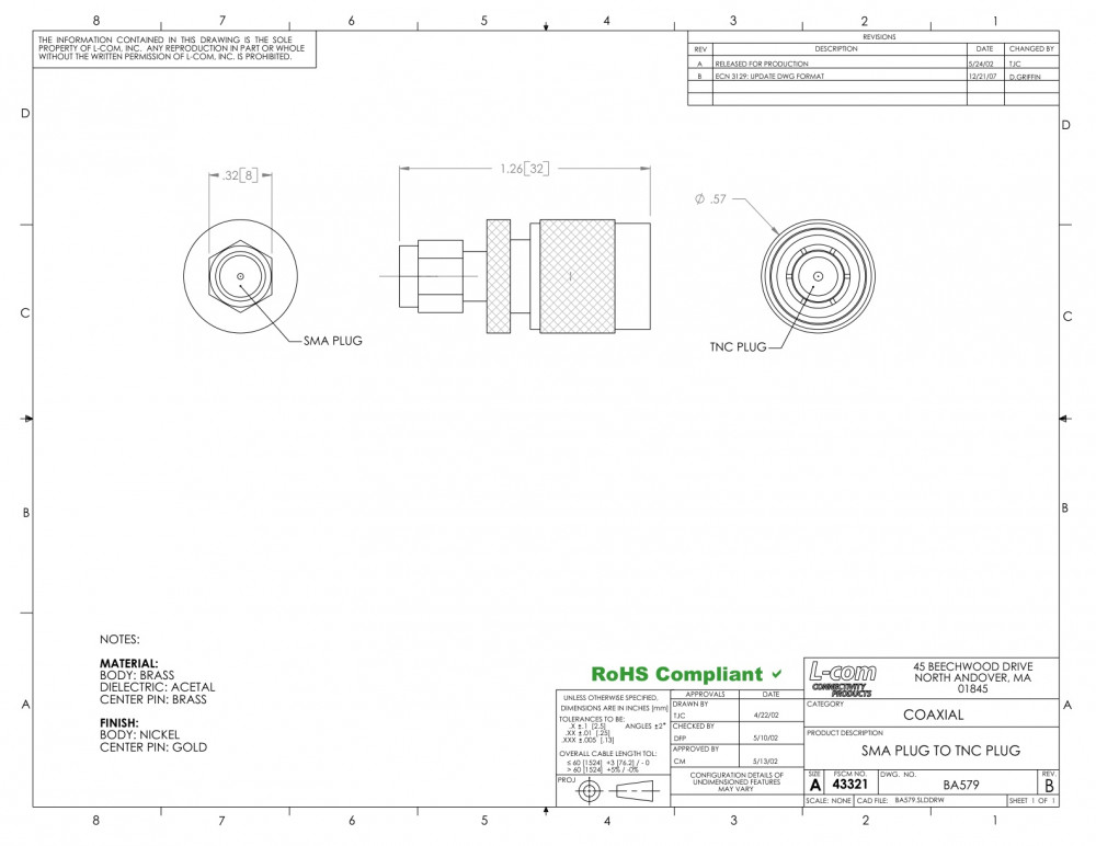 L-com BA579 technical document page