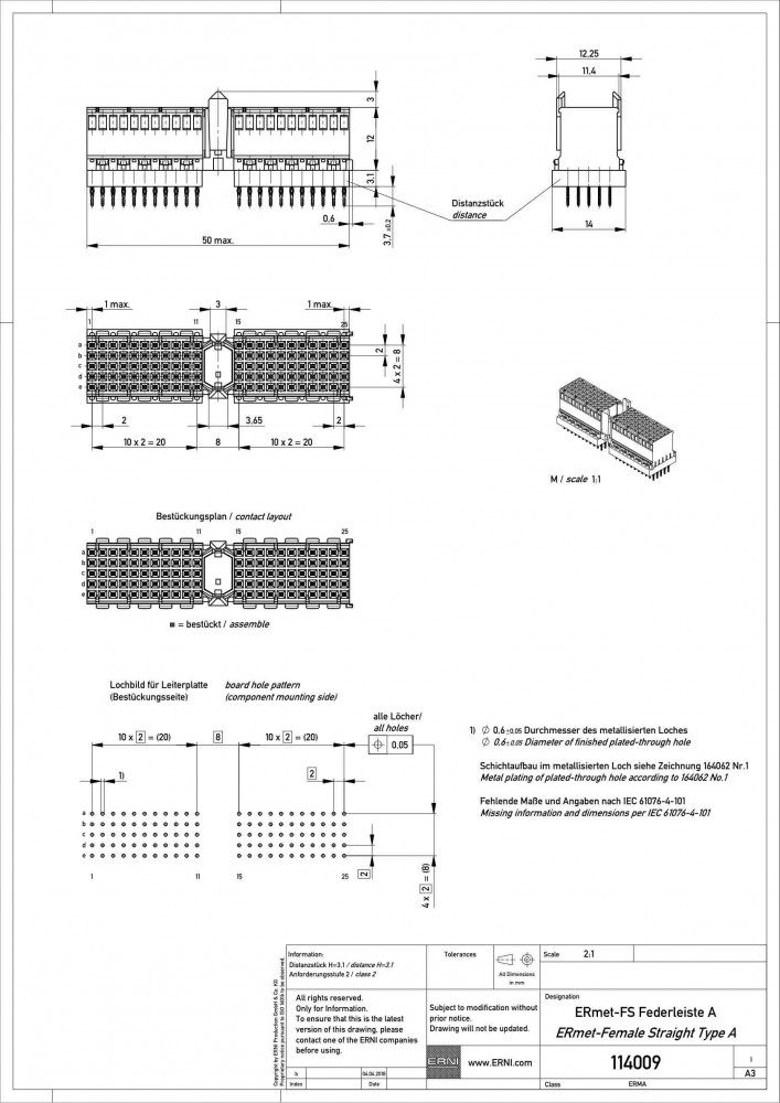 TE Connectivity 114009-E technical drawing page