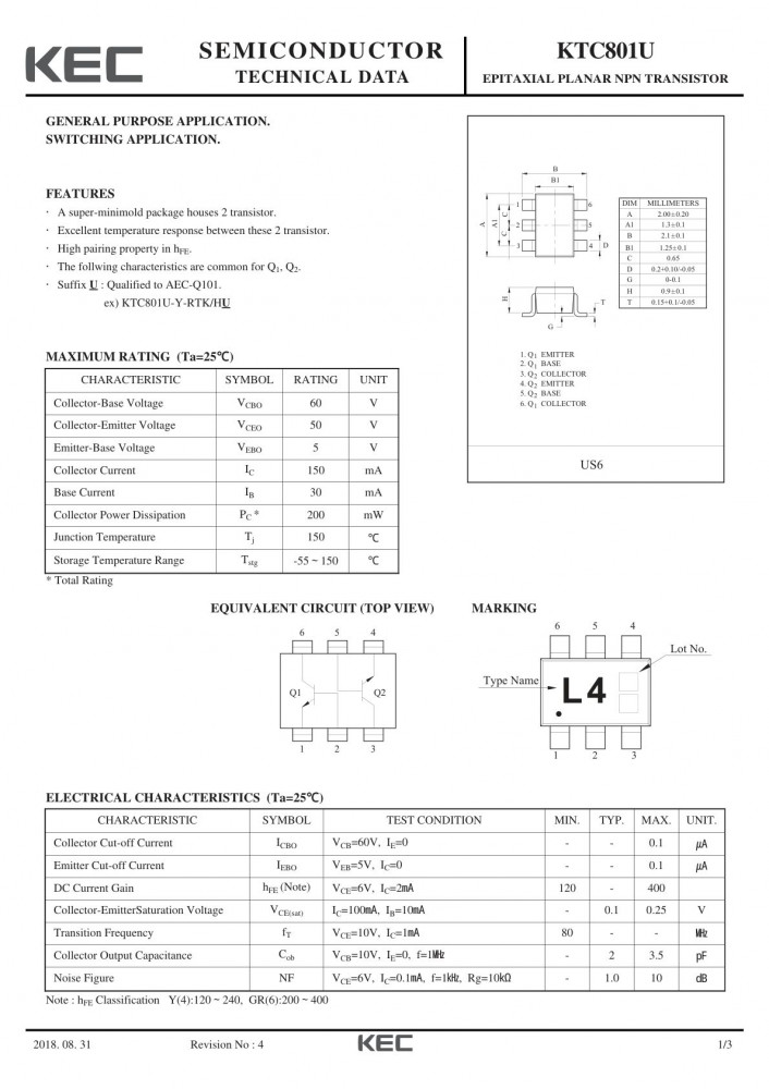KTC801U-Y-RTK/P datasheet page 1