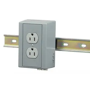DIN Rail Utility Box, Complete Unit- Duplex Receptacle, 1) 15A 125V, 2-Pole 3-Wire Grounding, 5-15R, Gray for sale