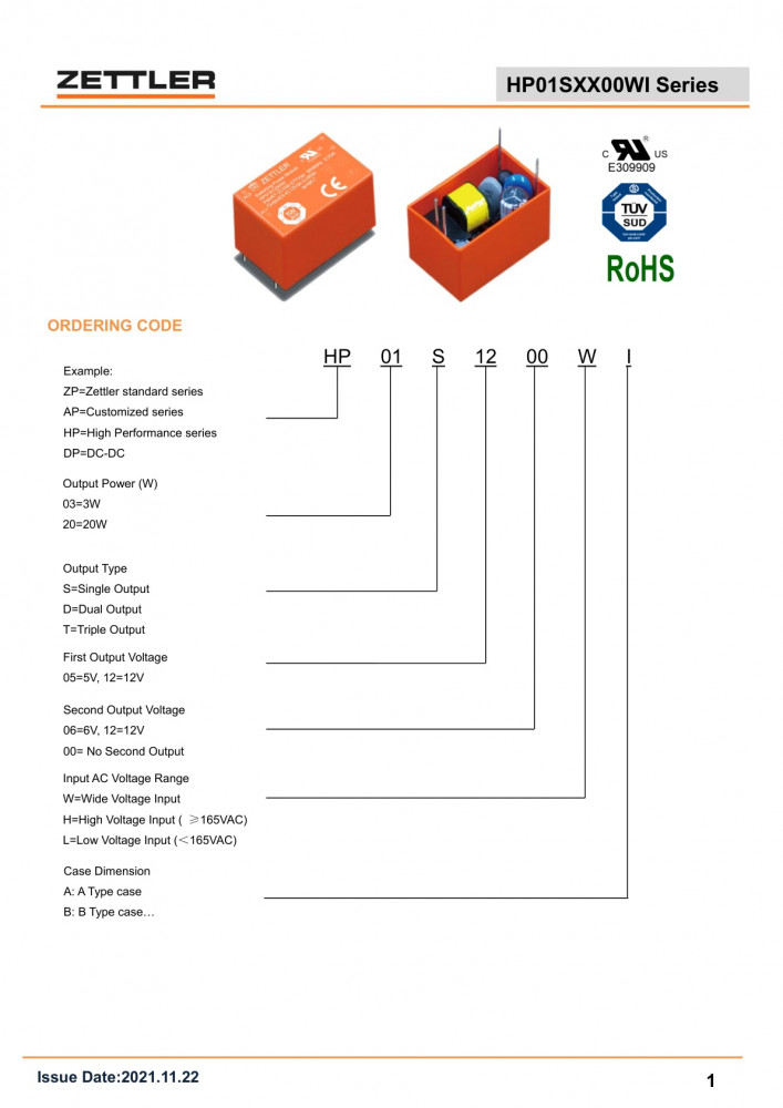 HP01S2400WI datasheet page 1