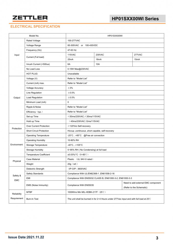 HP01S2400WI datasheet page 3
