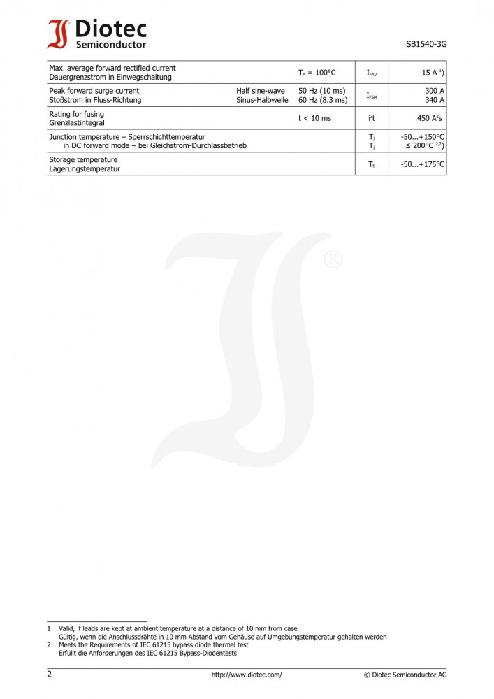 SB1540-3G datasheet page 2