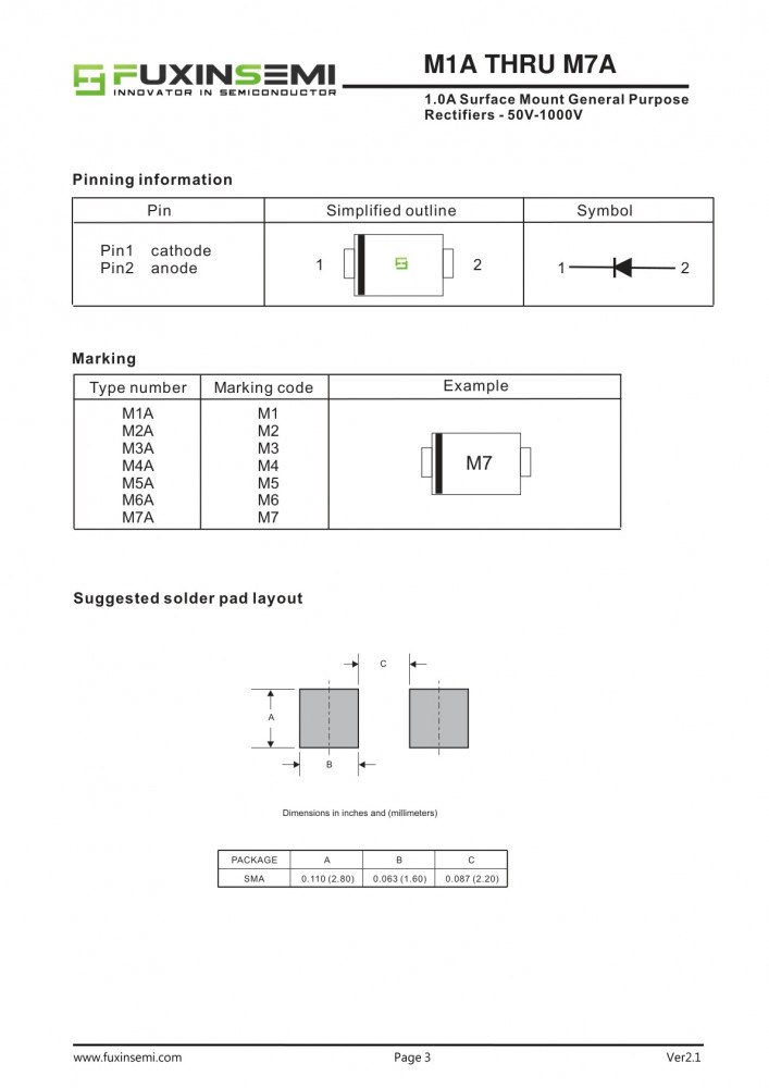 FUXINSEMI M7A datasheet page 3