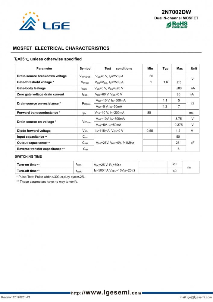 2N7002DW datasheet page 2