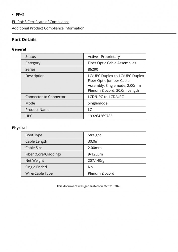 MOLEX 885371530 product drawing, page 2