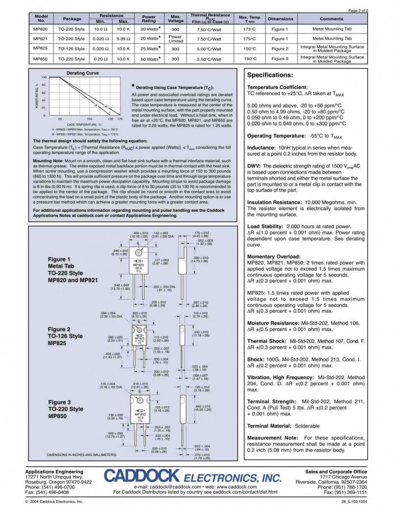 Caddock MP800 Series datasheet page 2