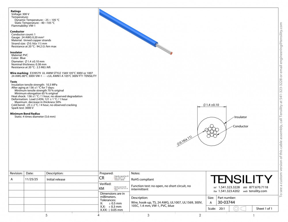 Tensility International 30-03744 product drawing