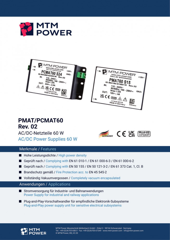 MTM Power PMAT/PCMAT60 datasheet page 1