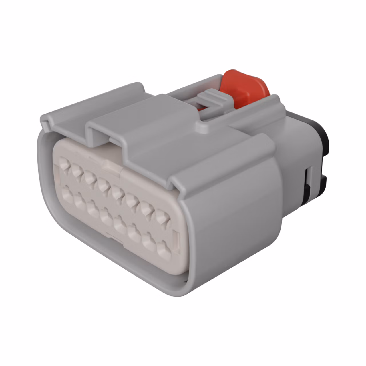 MX150 Mat-Sealed Female Connector Assembly, Dual Row, 16 Circuits, Keying Option D, with Clipslot, with Connector Position Assurance, Stone Gray for sale