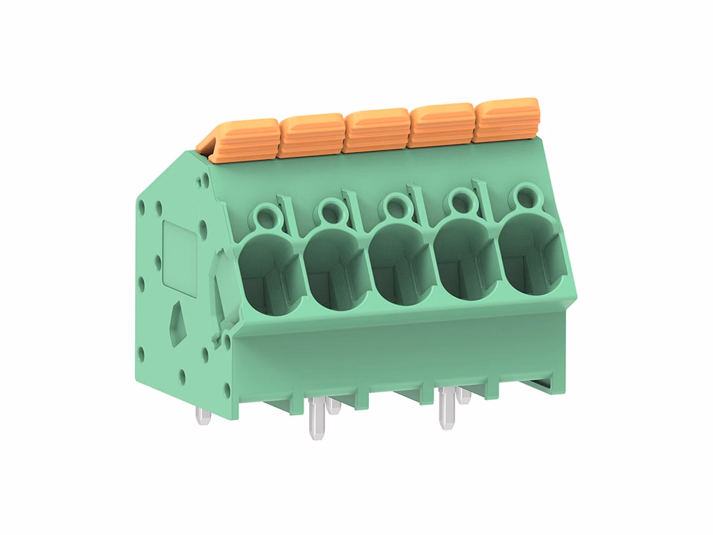 7.50mm Pitch Lever Activated Fixed Mount PCB Terminal Block, 35° Wire Entry, Left Rear Terminal, 5 Circuits for sale
