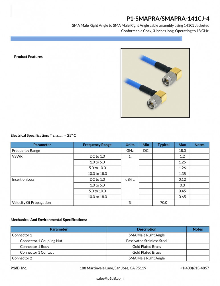 P1-SMAPRA/SMAPRA-141CJ-4 product documentation page 1
