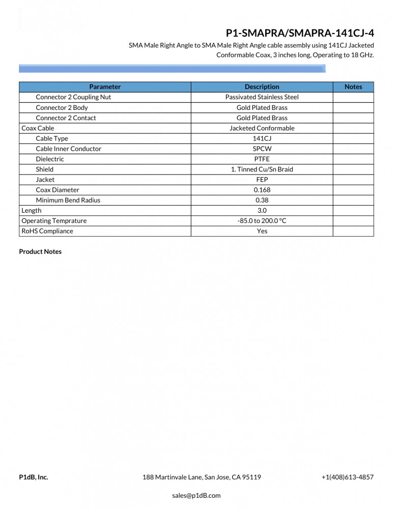 P1-SMAPRA/SMAPRA-141CJ-4 product documentation page 2