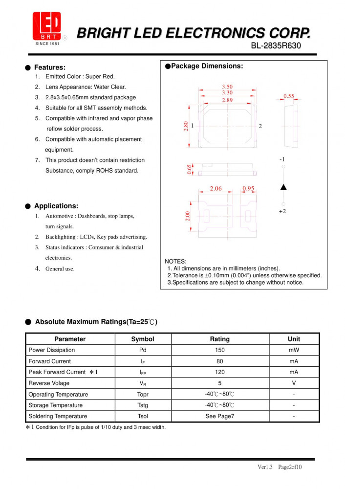 BL-2835R630 technical document page 1