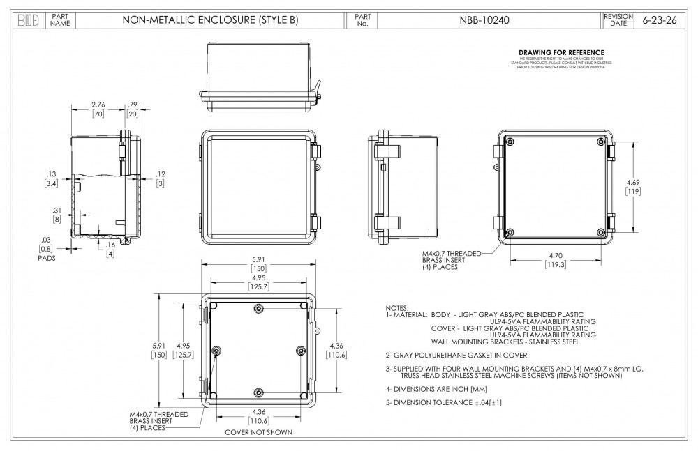 Bud Industries NBB-10240 technical drawing