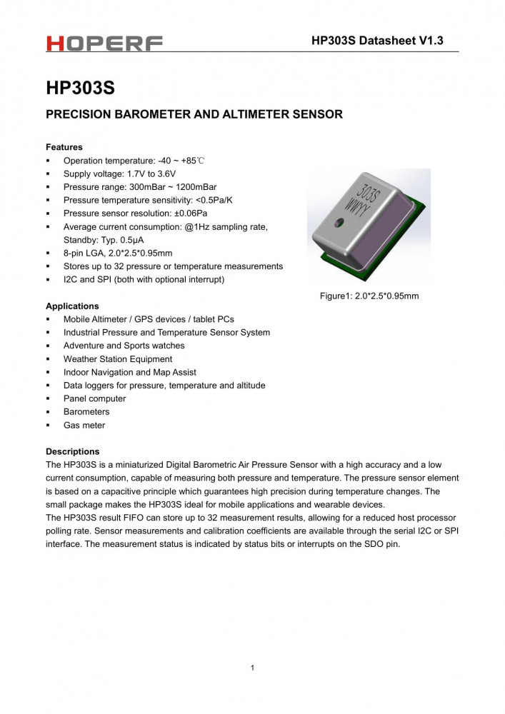 HP303S datasheet page 1