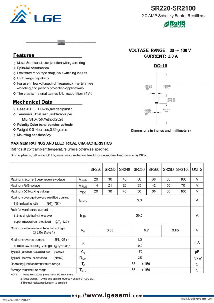 LGE SR280 datasheet page 1