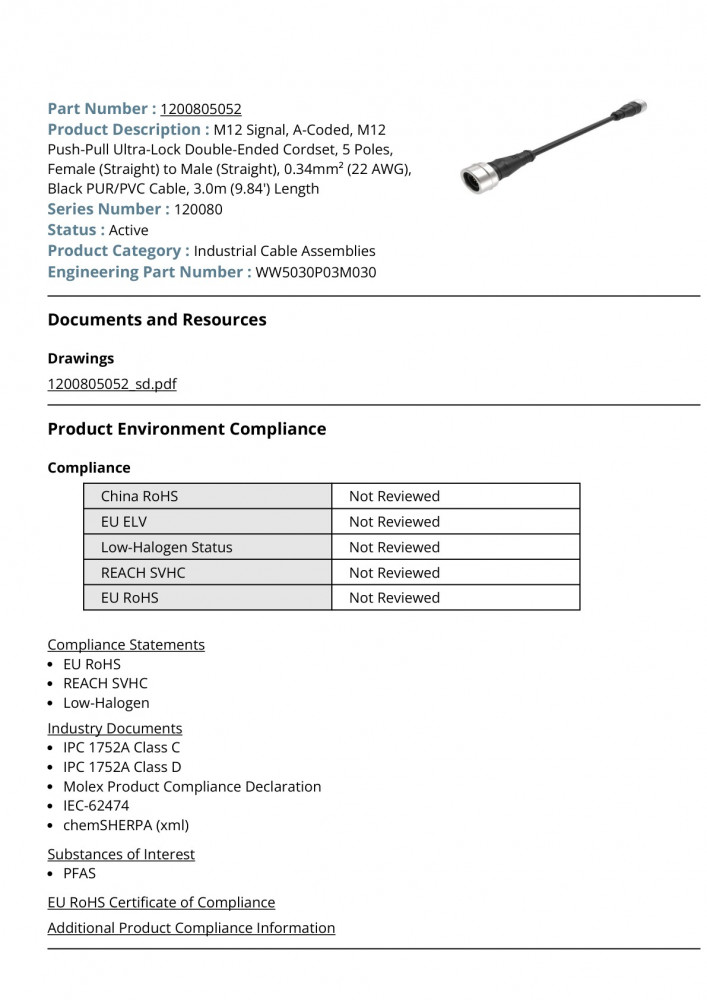 MOLEX 1200805052 drawing page 1