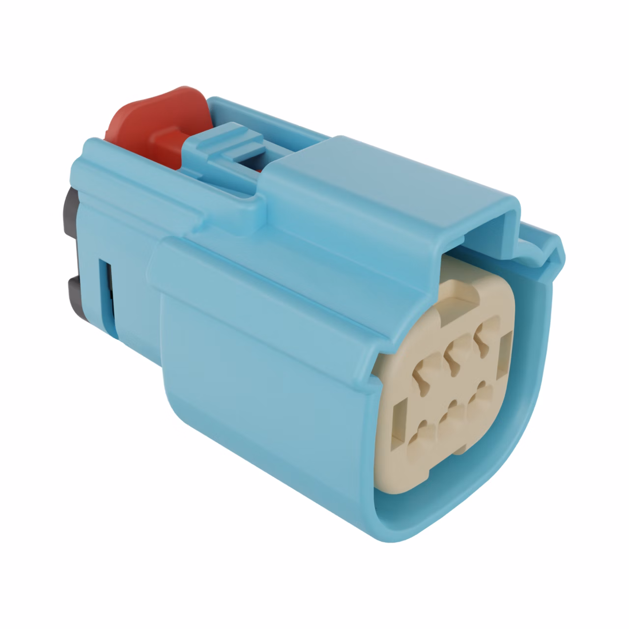 MX150 Mid-Voltage Mat-Sealed Female Connector Assembly, Dual Row, 6 Circuits, 48V, Keying Option A, with Connector Position Assurance, Light Blue for sale