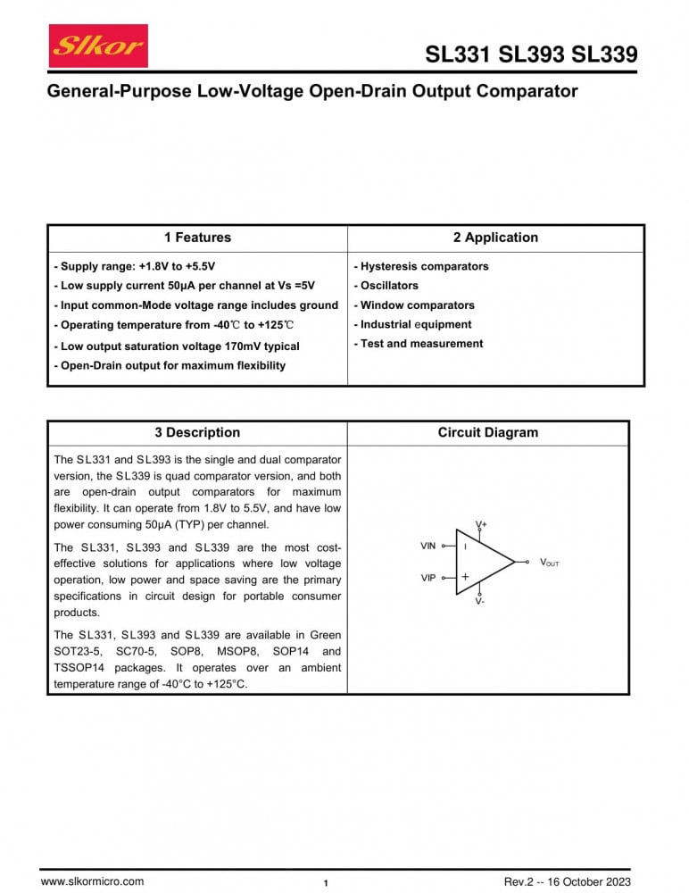 SL331S5 datasheet page 1
