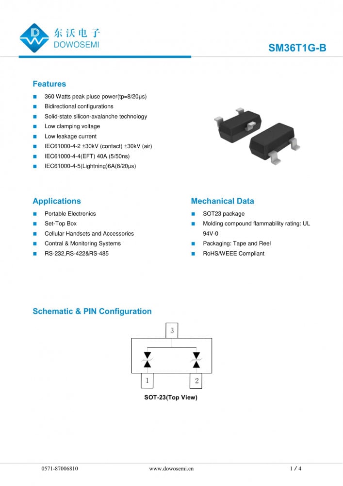 SM36T1G-B datasheet page 1