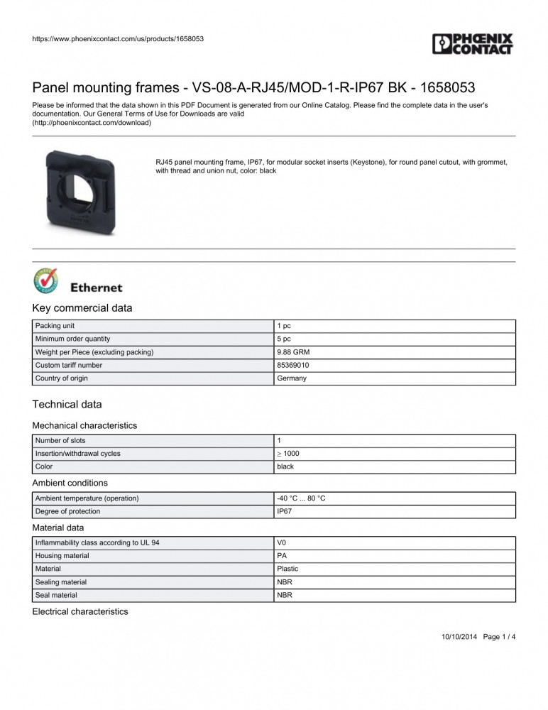 Phoenix Contact 1658053 product page image