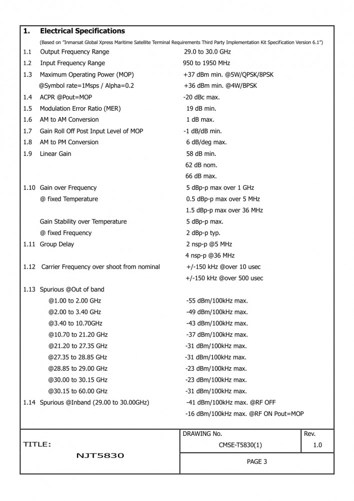 NJT5830 specification document page 3