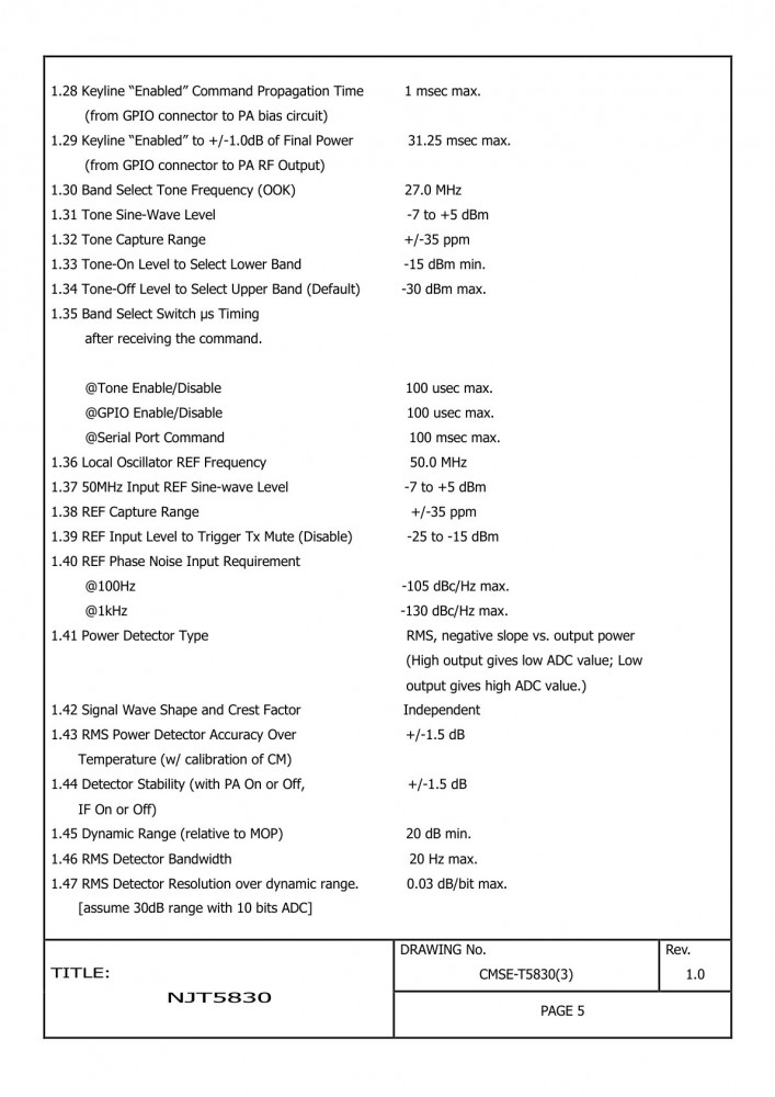NJT5830 specification document page 5