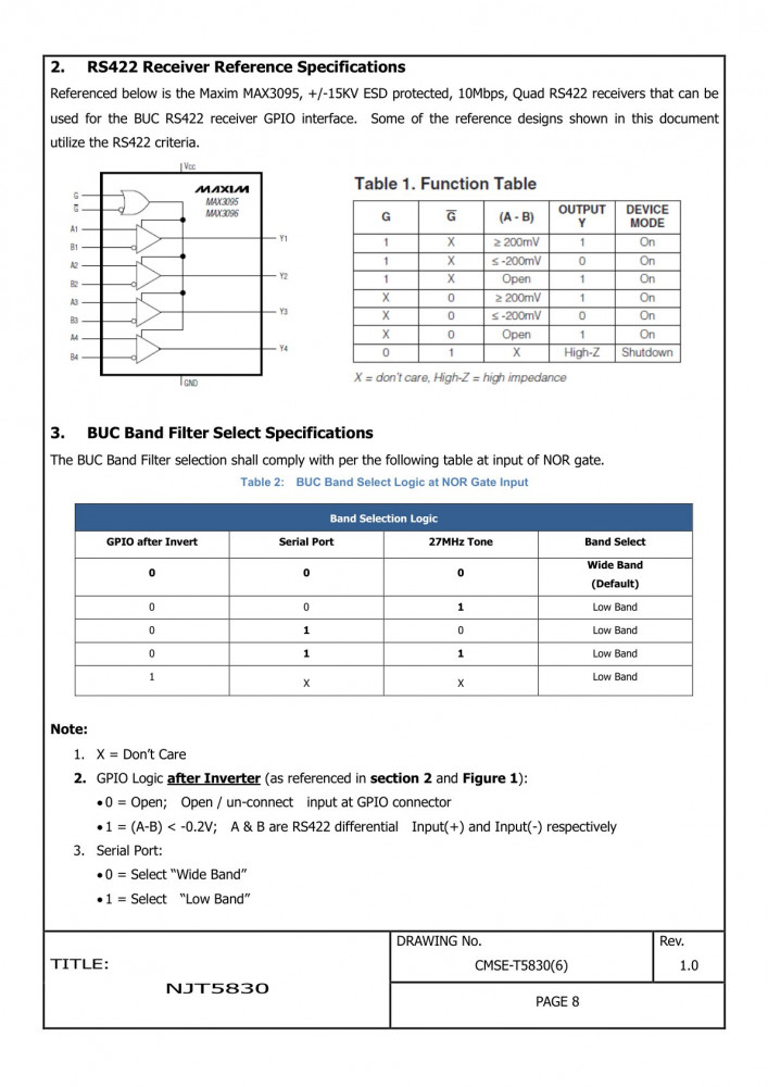 NJT5830 specification document page 8