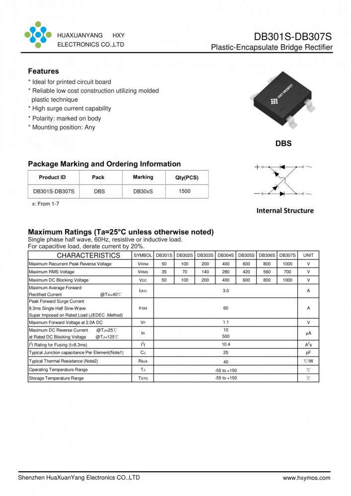 DB307S datasheet page 1