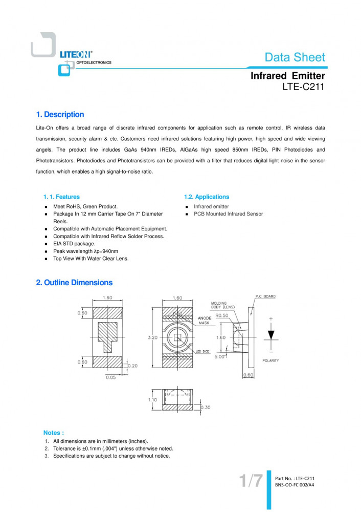 LTE-C211 datasheet page 2