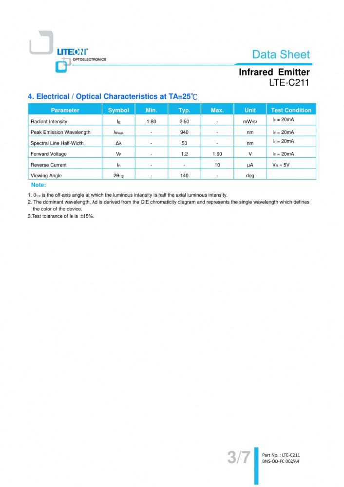LTE-C211 datasheet page 4