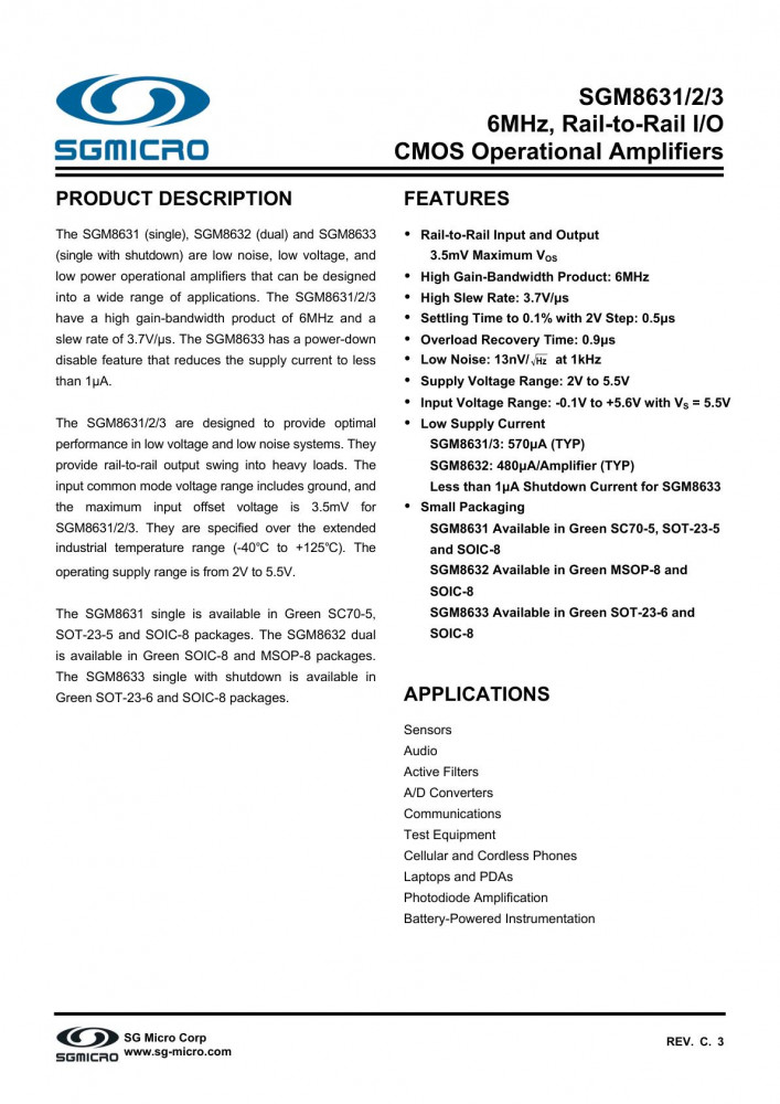 SGM8632 datasheet page 1