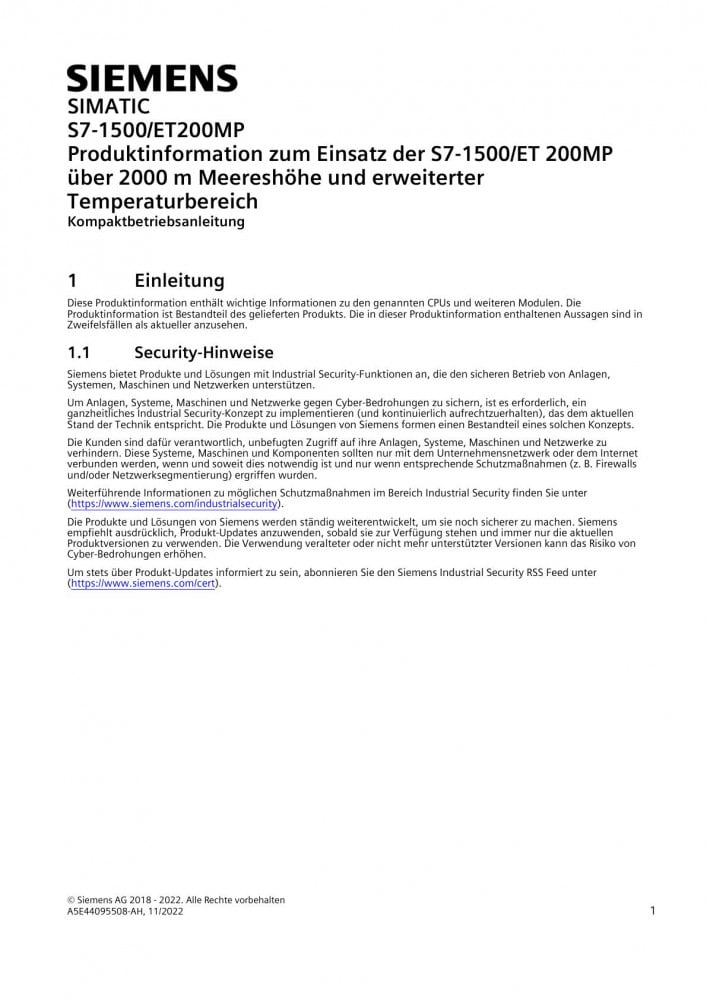 Siemens 75CF14 document page 1