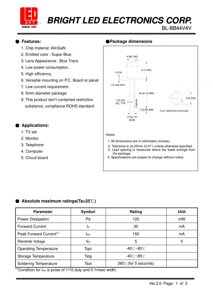 BL-BB44V4V datasheet page 1