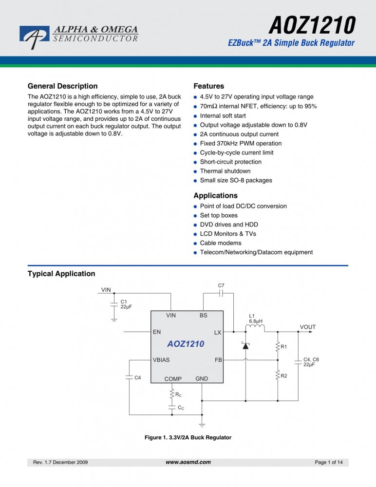 AOZ1210AI datasheet page 1