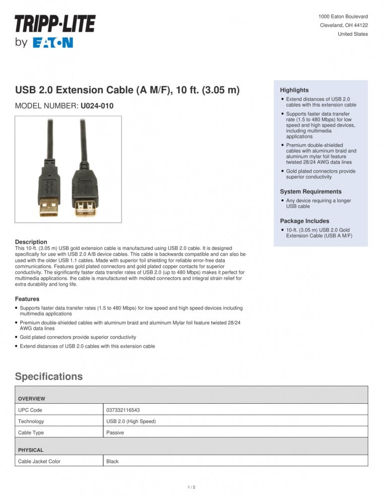 EATON U024-010 technical document page 1