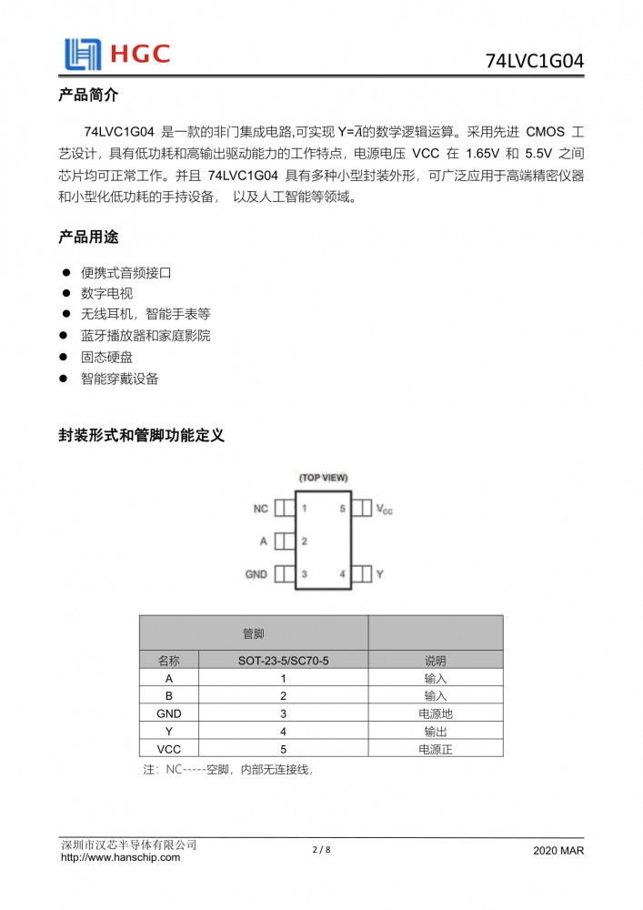 74LVC1G04 datasheet page 2