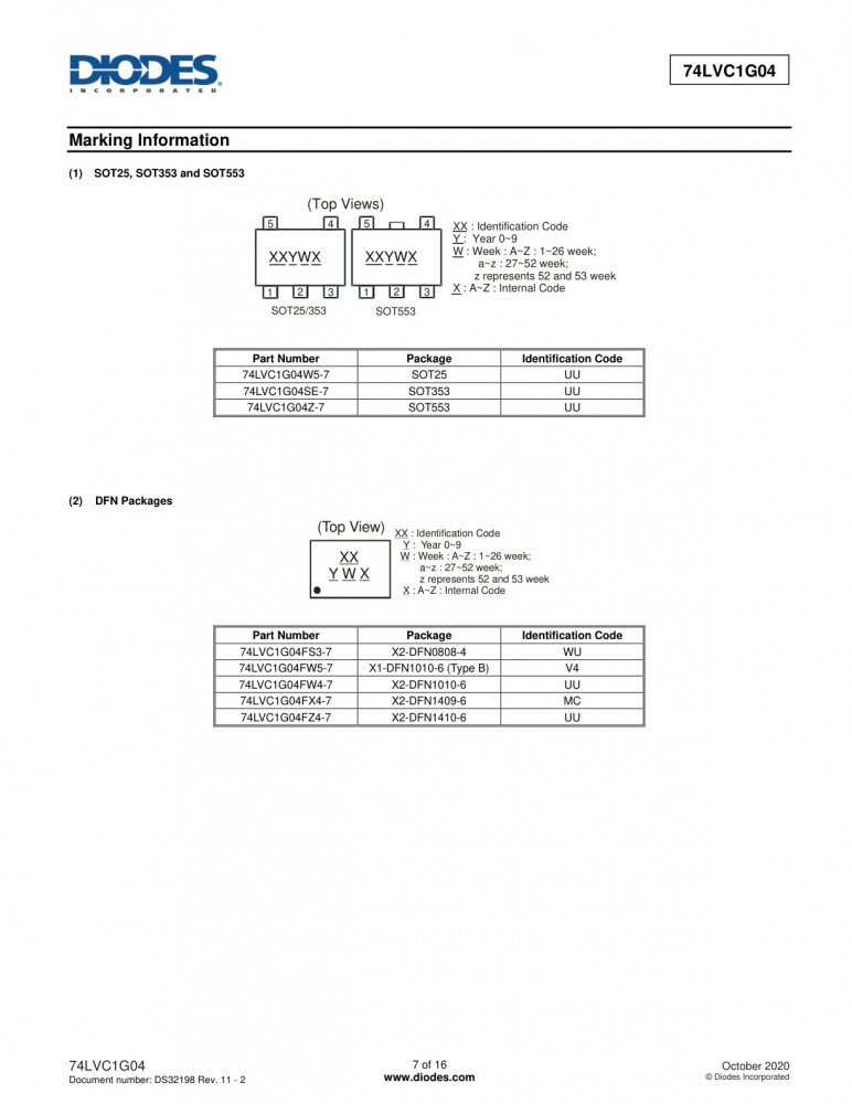 74LVC1G04W5-7 datasheet page 7